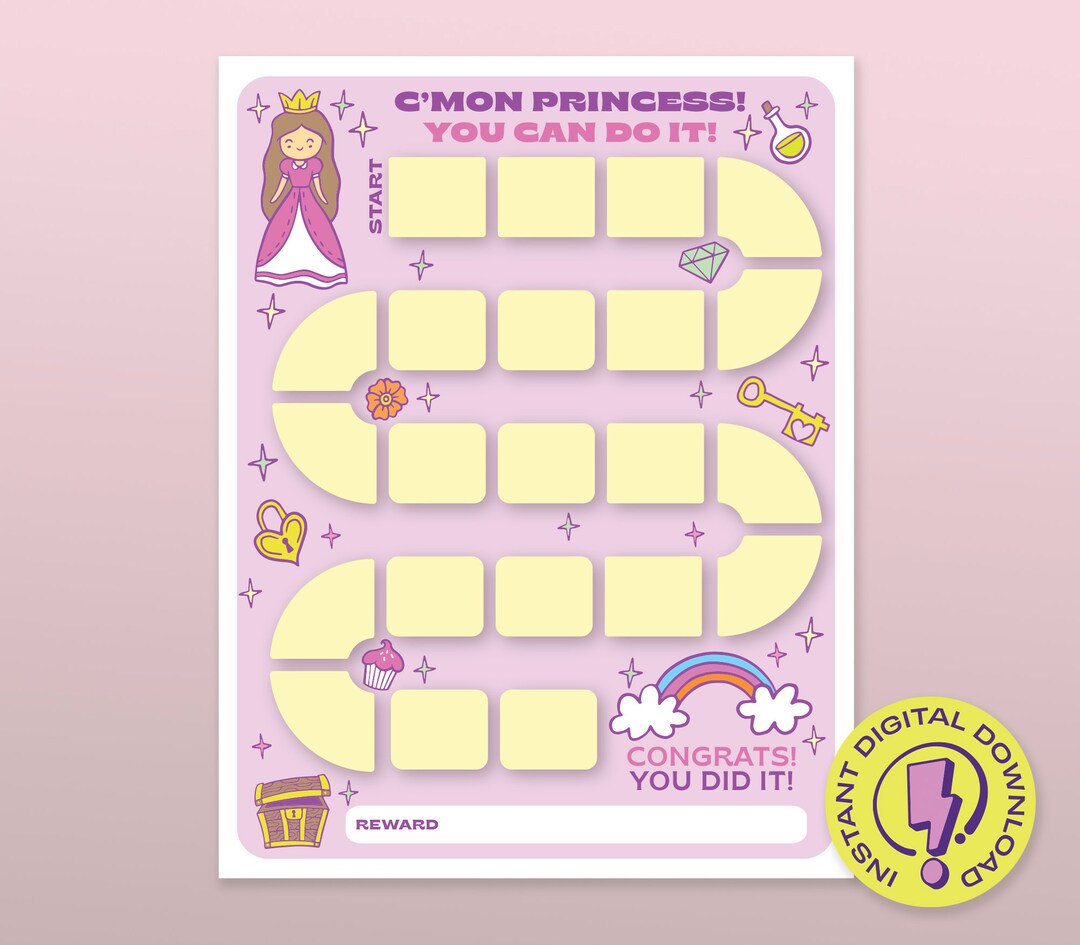 Fairytale Princess Reward Chart | Printable A4 Chore Chart for Kids ...