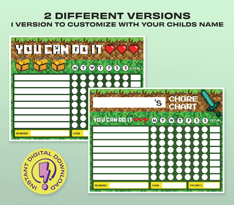 Video Gamer Reward Chart Landscape | Printable Gaming A4 Chore Chart ...