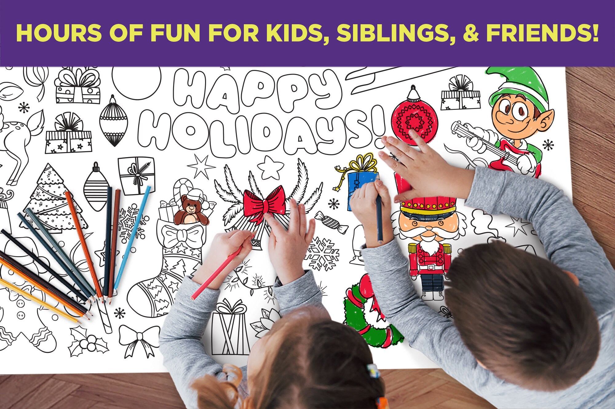 Giant Christmas Doodles Coloring Poster | Printable Holiday Coloring ...