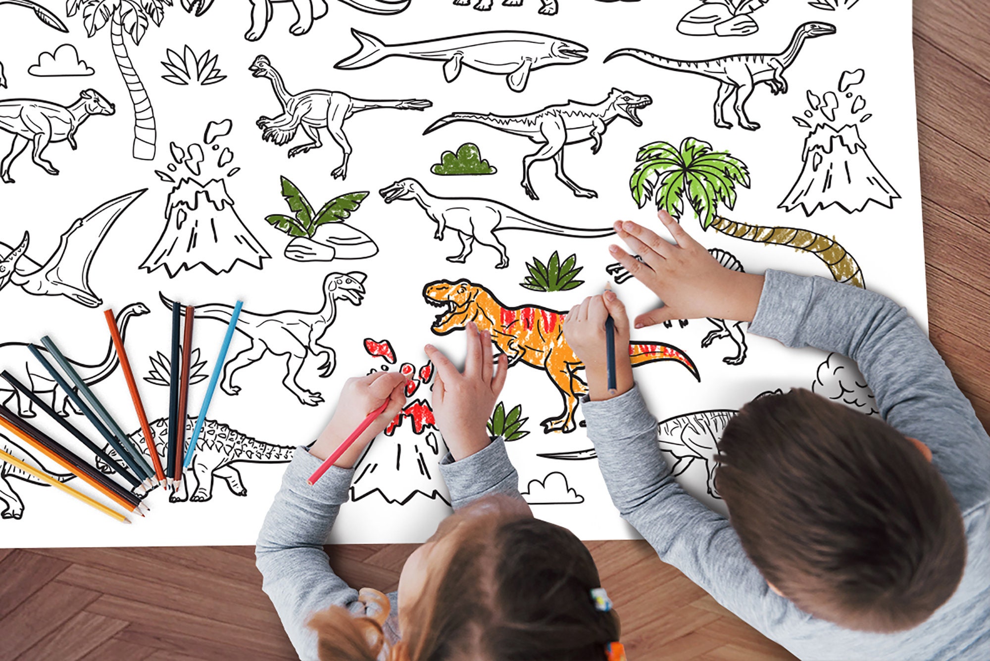 Giant Dinosaur Species Coloring Poster | Printable Collaborative ...