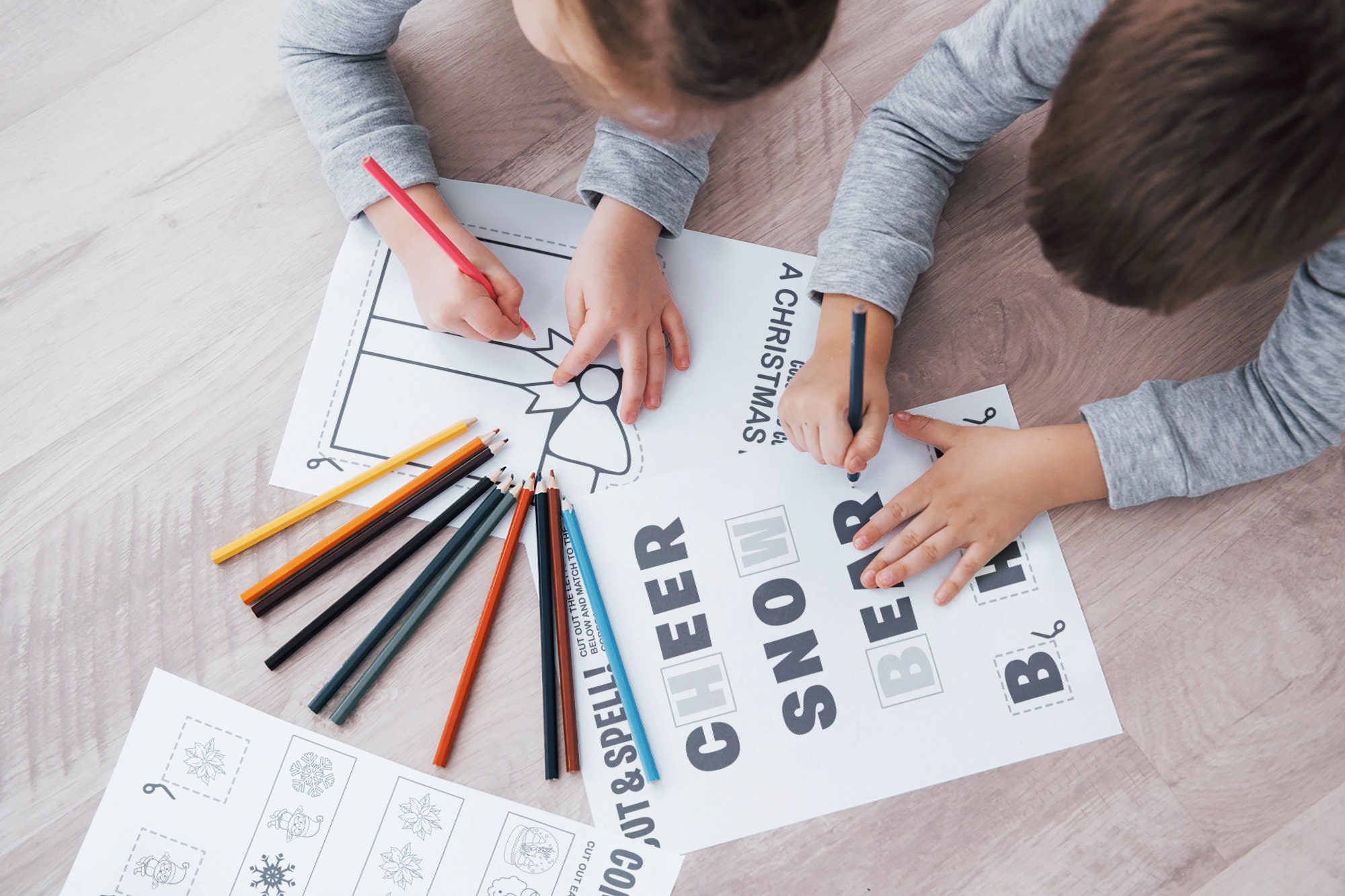 Christmas Cut & Color Printable Activity Sheets | Practice Scissor ...