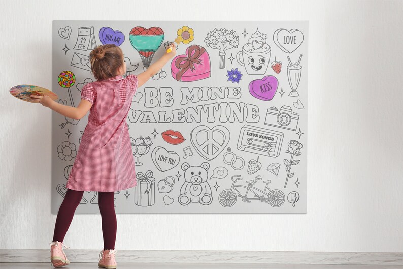Giant Valentines Day Doodles Coloring Poster | Printable Collaborative ...