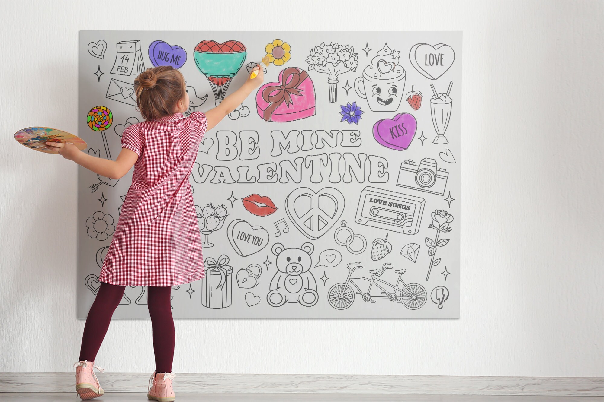 Giant Valentines Day Doodles Coloring Poster | Printable Collaborative ...