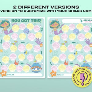 Cute Mermaid Reward Chart | Printable A4 Chore Chart for Kids ...