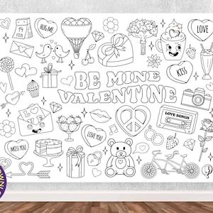 Giant Valentines Day Doodles Coloring Poster | Printable Collaborative ...