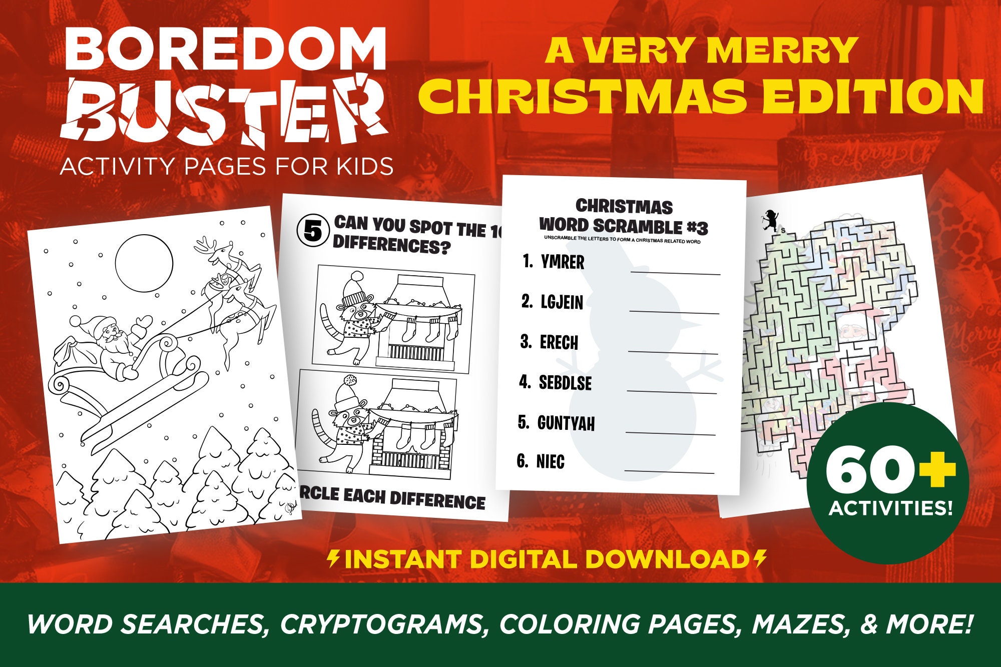 Printable Christmas Activity Pages for Kids 5 - 9 | Holiday Coloring ...