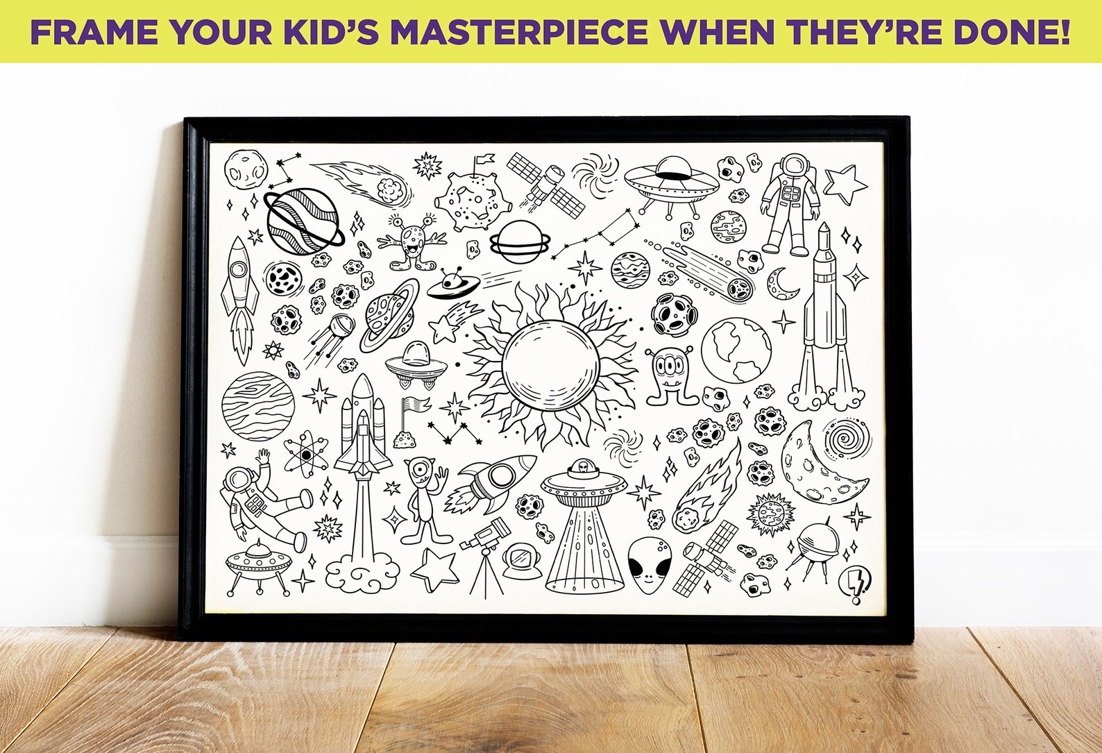 Giant Outer Space Doodles Coloring Poster Printable Coloring - Etsy