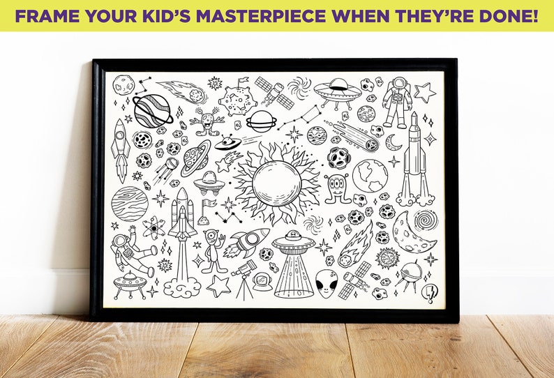 Giant Outer Space Doodles Coloring Poster Printable Coloring - Etsy