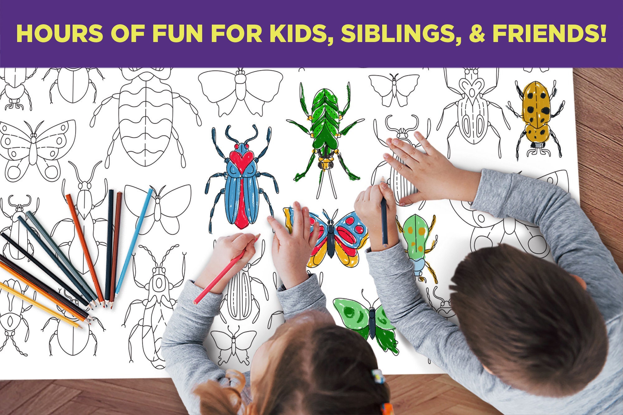 Giant Rainforest Jungle Bugs Coloring Poster Printable Coloring Sheet ...