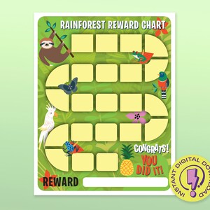 Cute Rainforest Animal Reward Chart | Printable Chore Chart for Kids ...