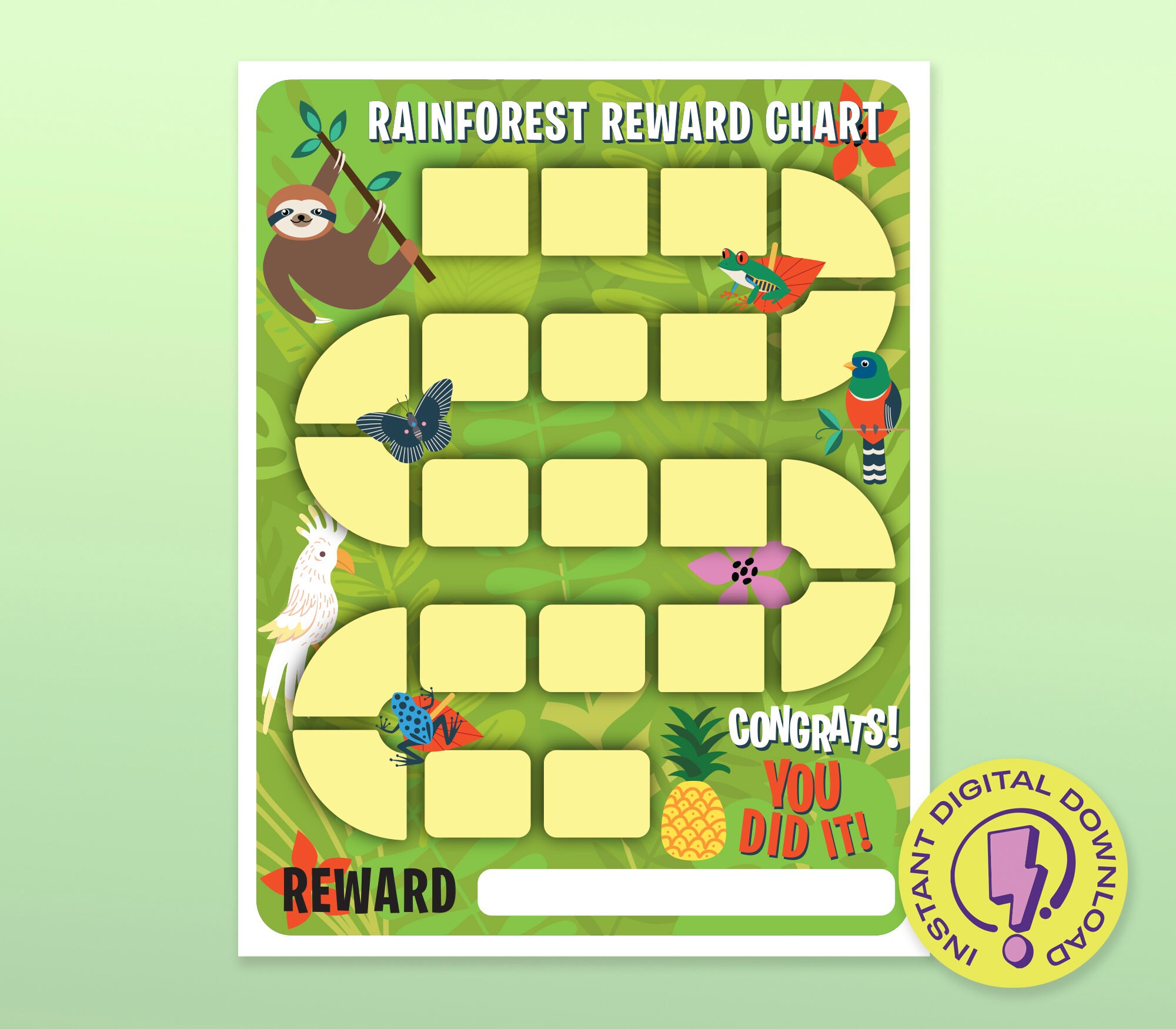 Cute Rainforest Animal Reward Chart | Printable Chore Chart for Kids ...