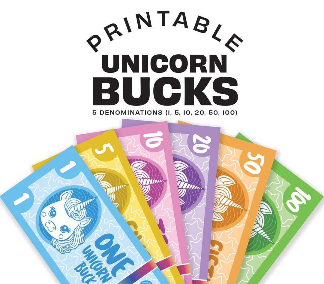 Printable Unicorn Bucks Play Money | Kids Chore & Good Behavior Reward ...
