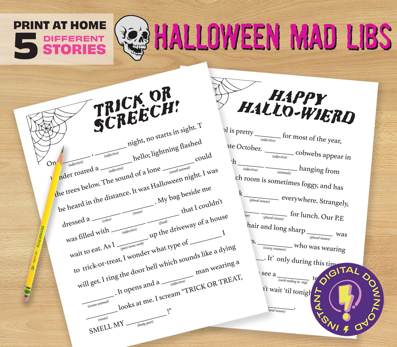 Printable Halloween Mad Libs Word Game | Fun Halloween Word Games for ...