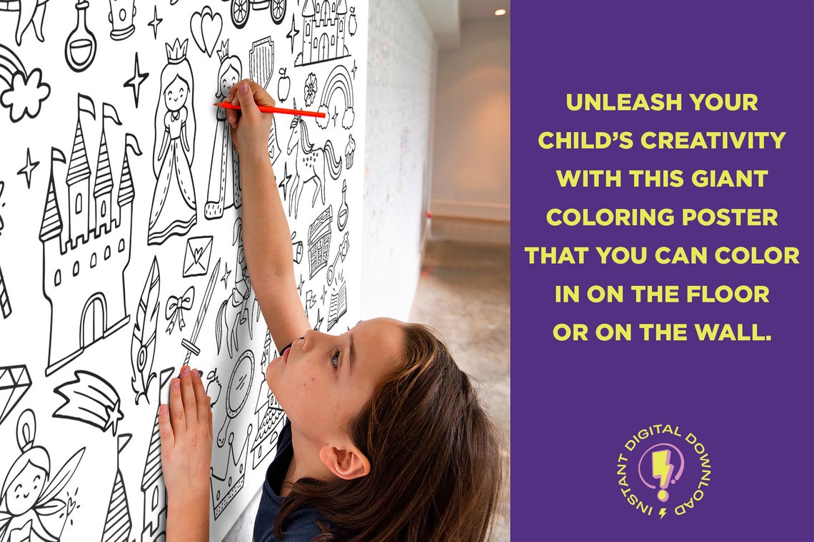 Giant Fairy Tale Doodles Coloring Poster | Printable Collaborative ...