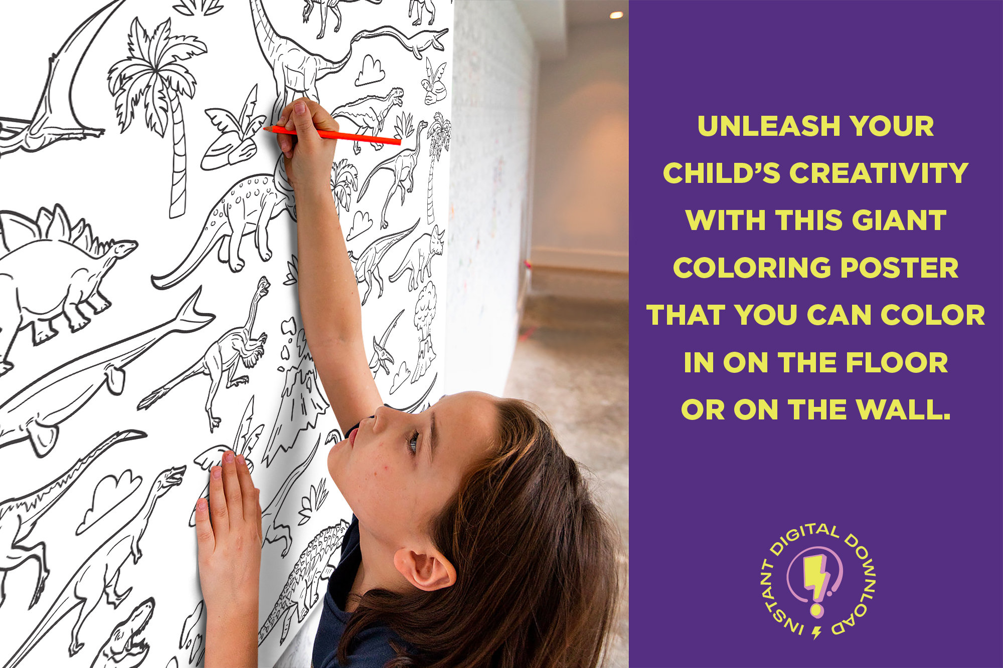 Giant Dinosaur Species Coloring Poster | Printable Collaborative ...