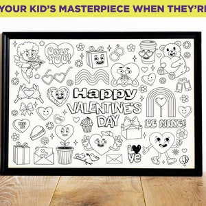 Giant Cute Valentines Day Doodles Coloring Poster | Printable ...