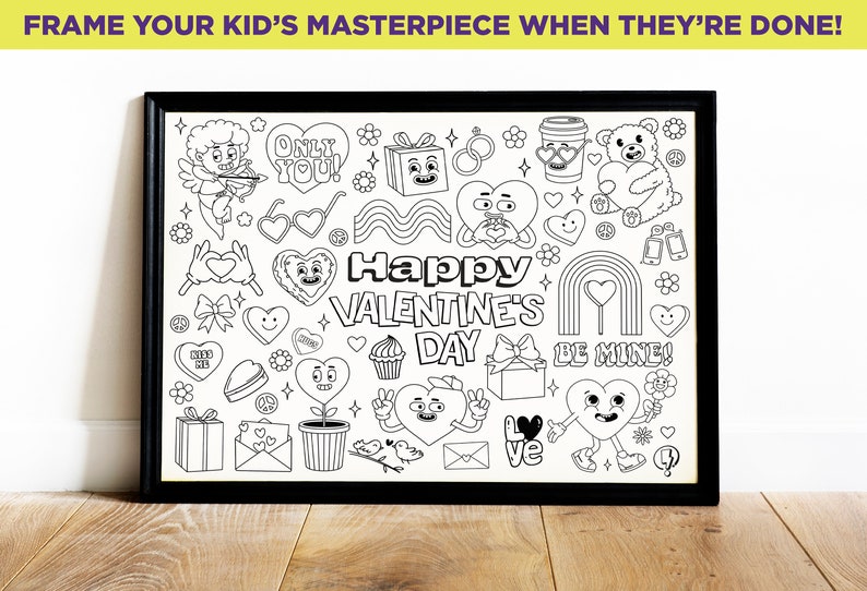 Giant Cute Valentines Day Doodles Coloring Poster | Printable ...