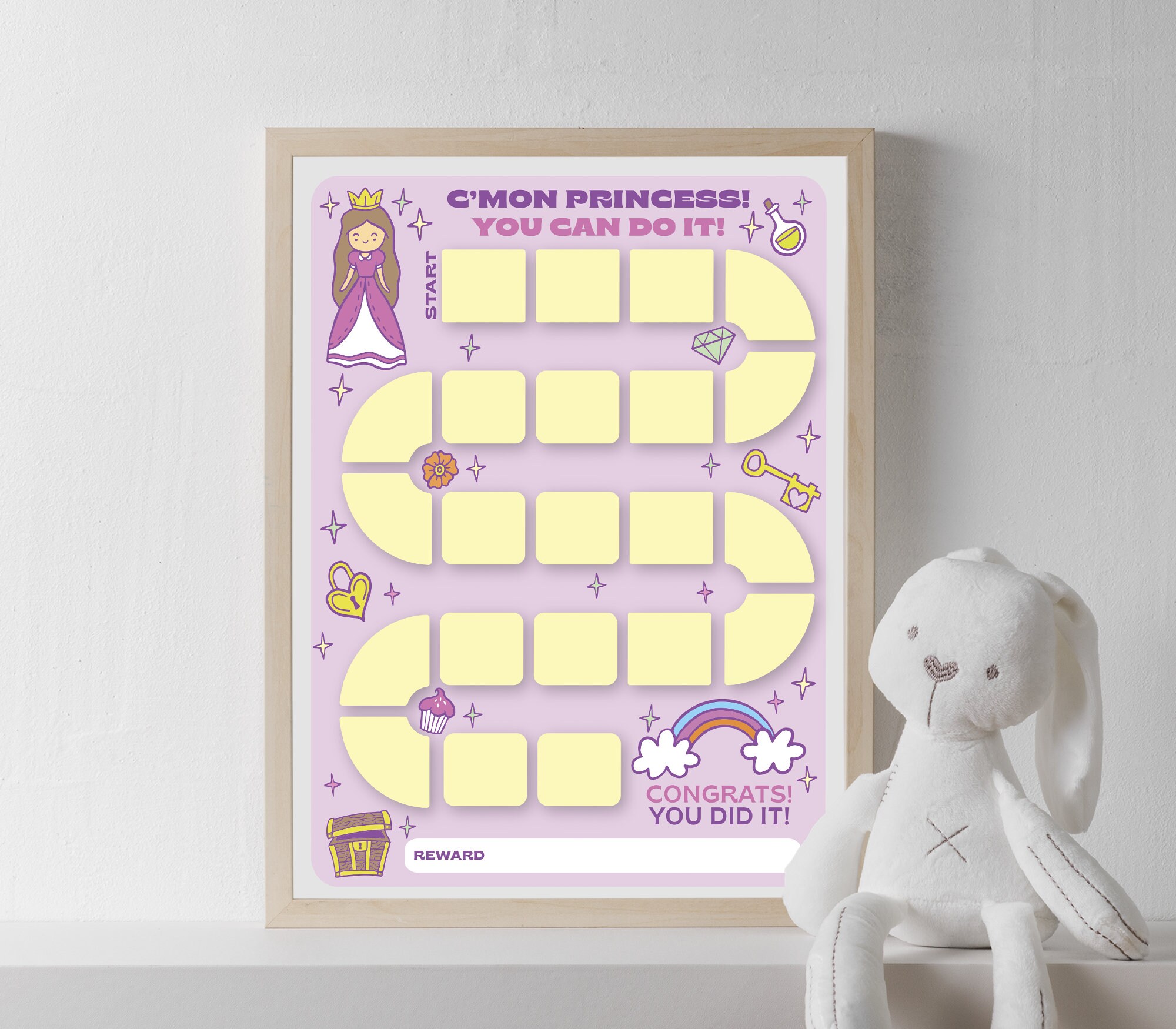 Fairytale Princess Reward Chart | Printable A4 Chore Chart for Kids ...