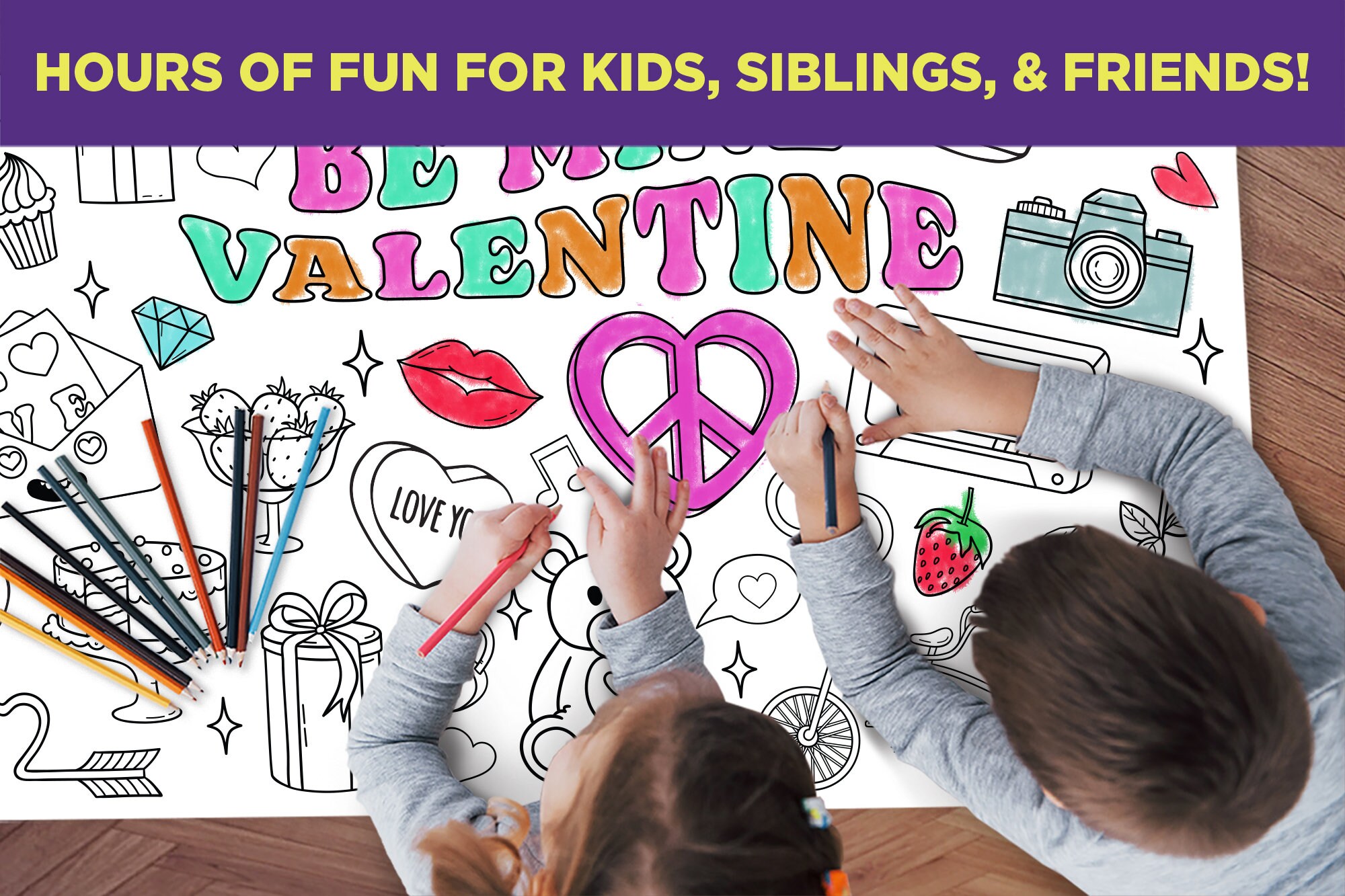 Giant Valentines Day Doodles Coloring Poster | Printable Collaborative ...