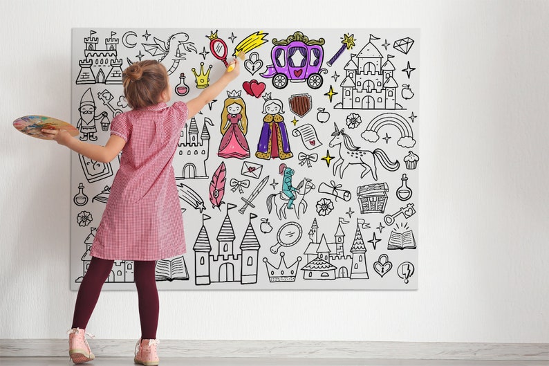 Giant Fairy Tale Doodles Coloring Poster | Printable Collaborative ...