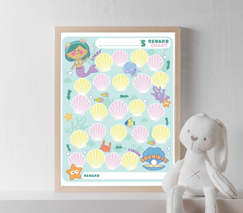 Cute Mermaid Reward Chart | Printable A4 Chore Chart for Kids ...