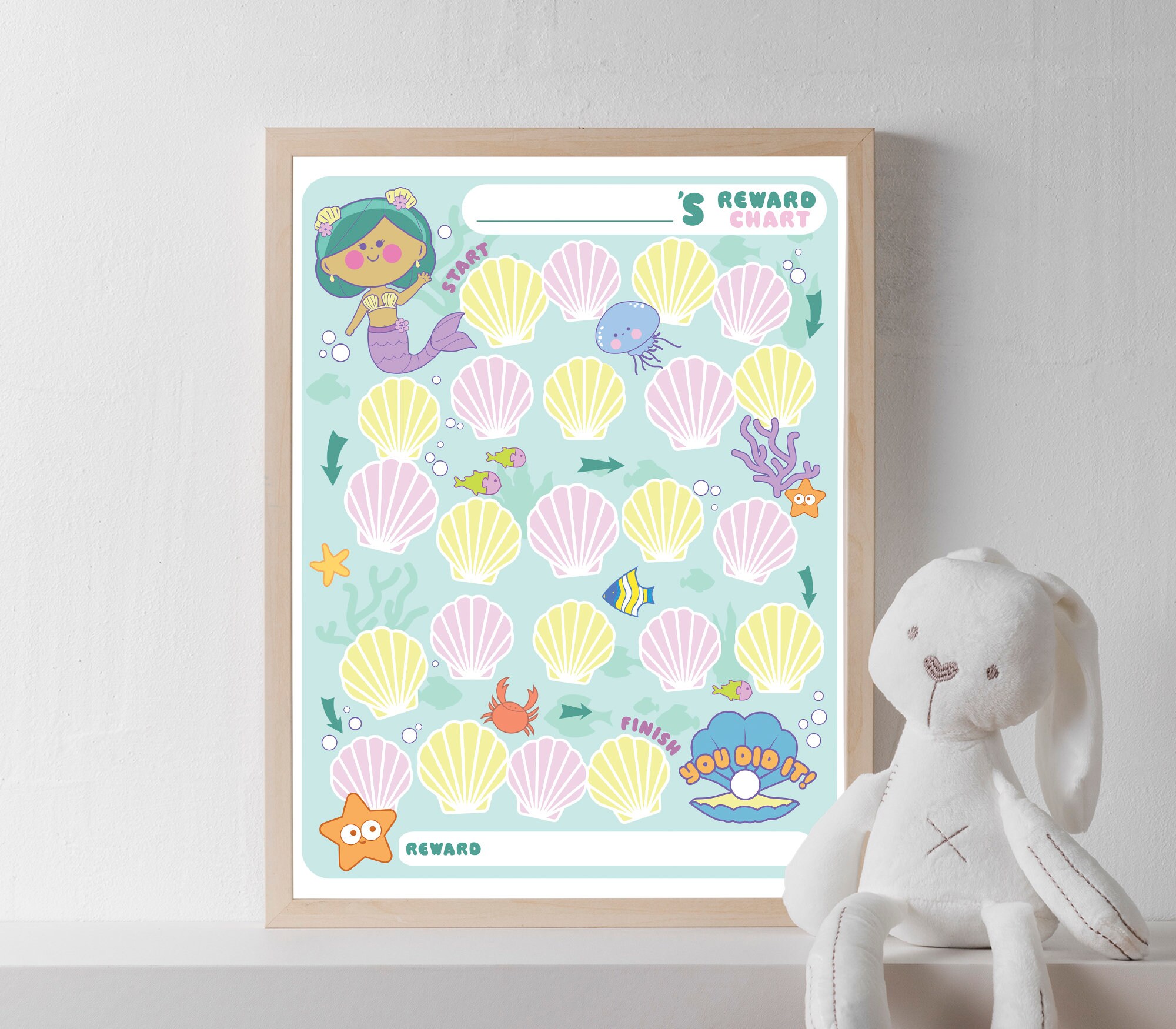 Cute Mermaid Reward Chart Printable A4 Chore Chart for Kids Behavior ...