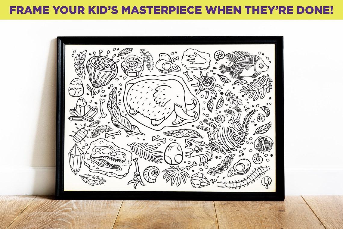 Giant Dinosaur Fossil Coloring Poster Printable Collaborative Coloring ...
