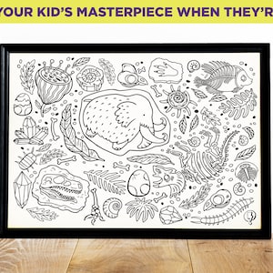 Giant Dinosaur Fossil Coloring Poster | Printable Collaborative ...