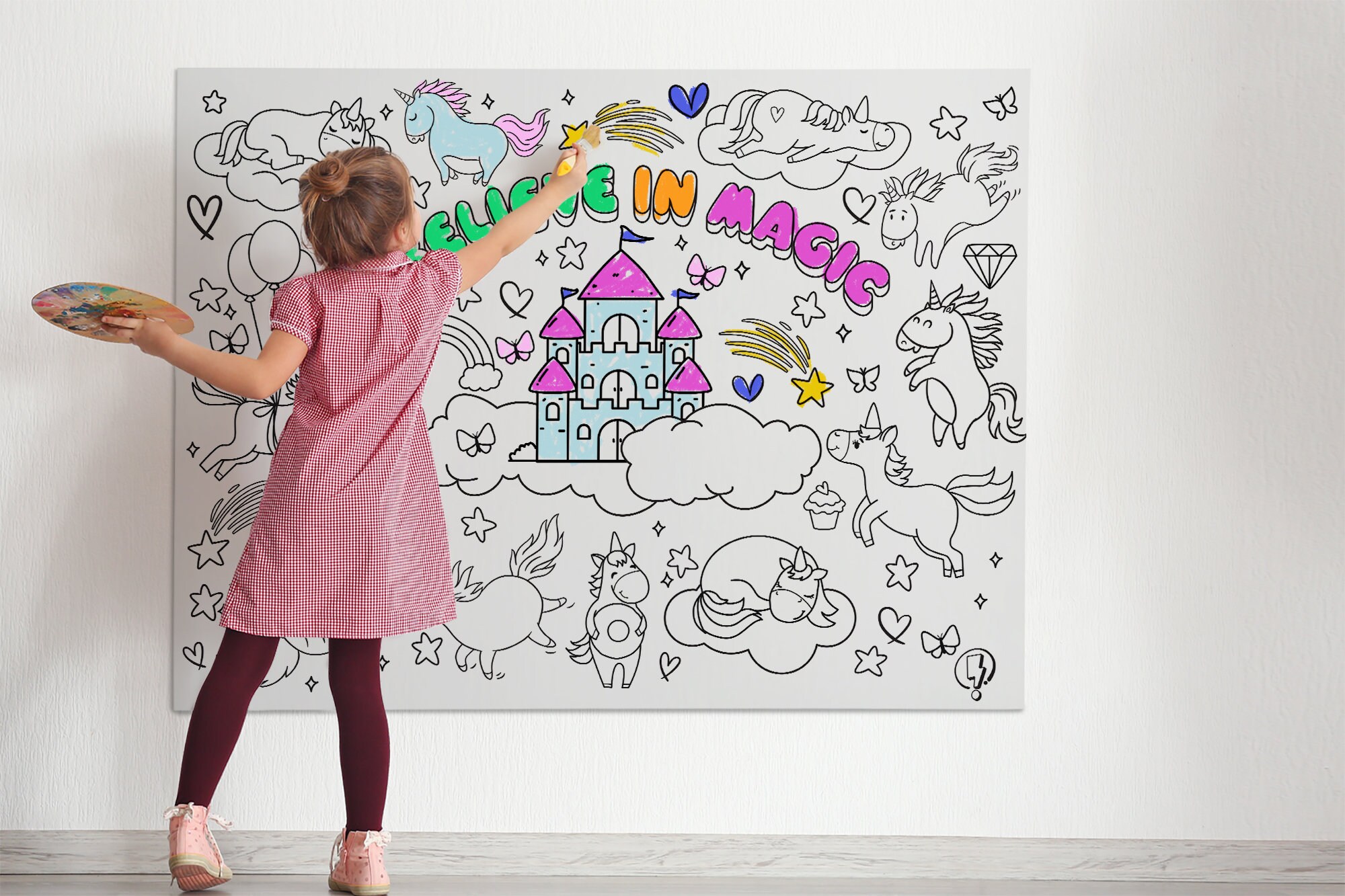 Giant Unicorn Doodles Coloring Poster | Printable Collaborative ...