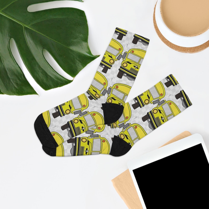 Yellow and White School Bus Crew Socks - Etsy