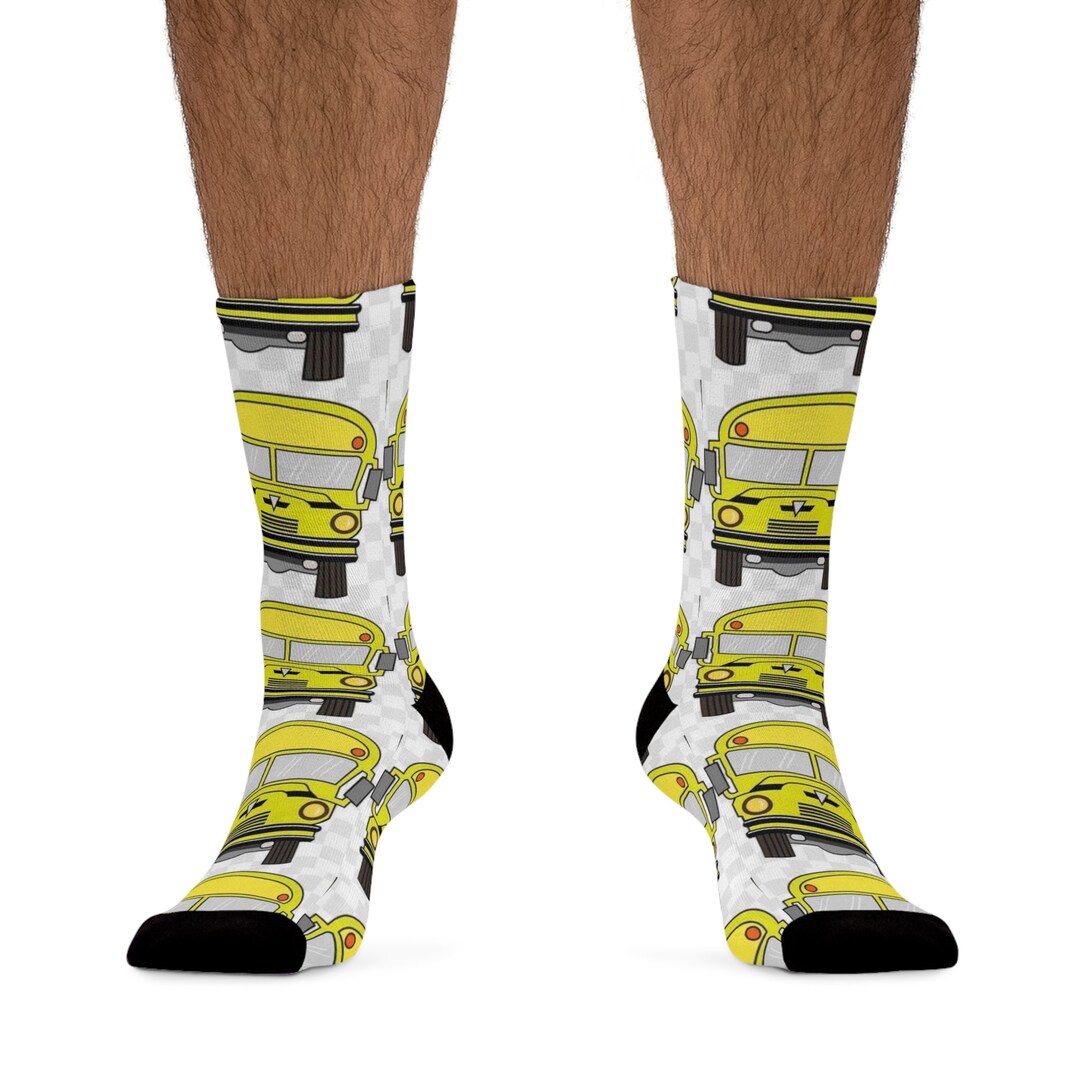Yellow and White School Bus Crew Socks - Etsy