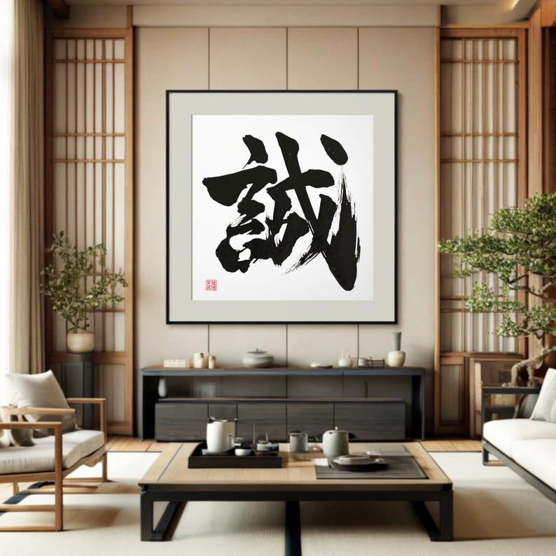 Custom Japanese Kanji Calligraphy Art: Personalized Shodo Wall Decor - Etsy