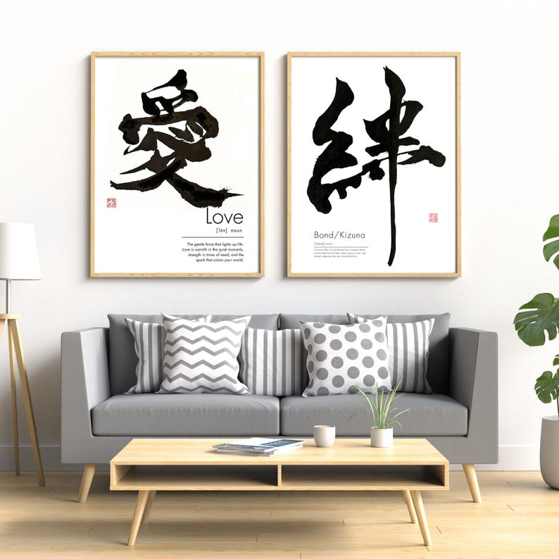 Japanese Calligraphy Art Print: Kanji Wall Decor - Etsy