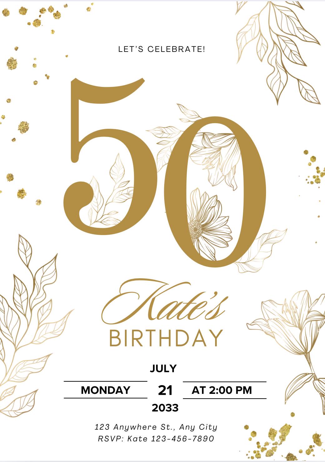 50th Birthday Invitation Digital Template - Etsy