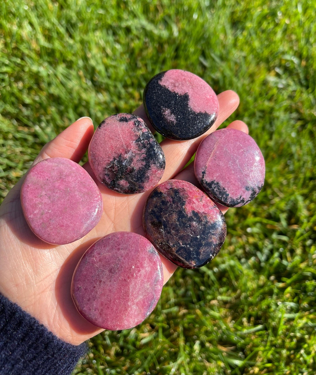 Rhodonite Smooth Stones - Etsy