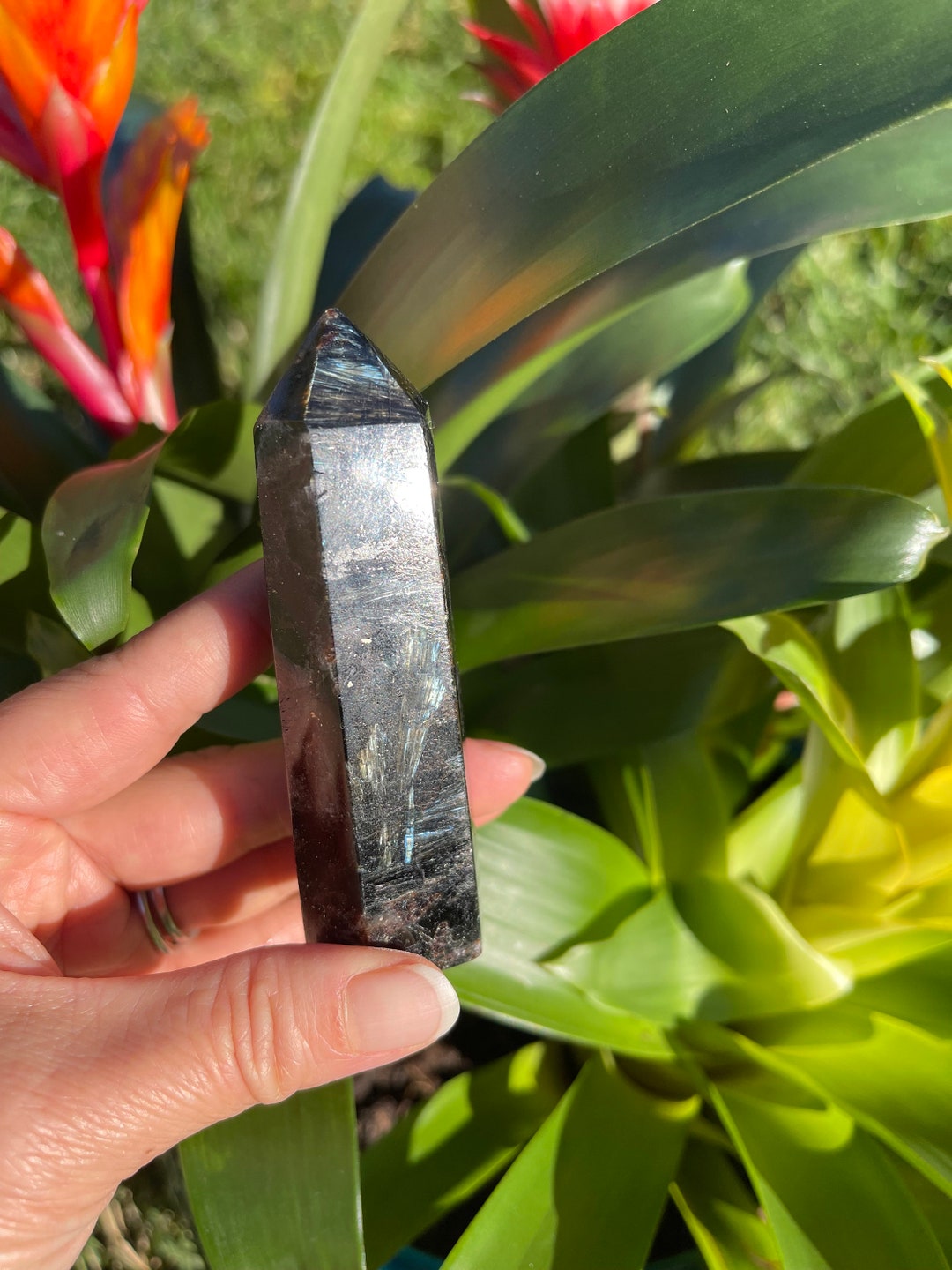 Arfvedsonite Tower: Divine Light Crystal (3.5", 3.6 Oz) - Etsy