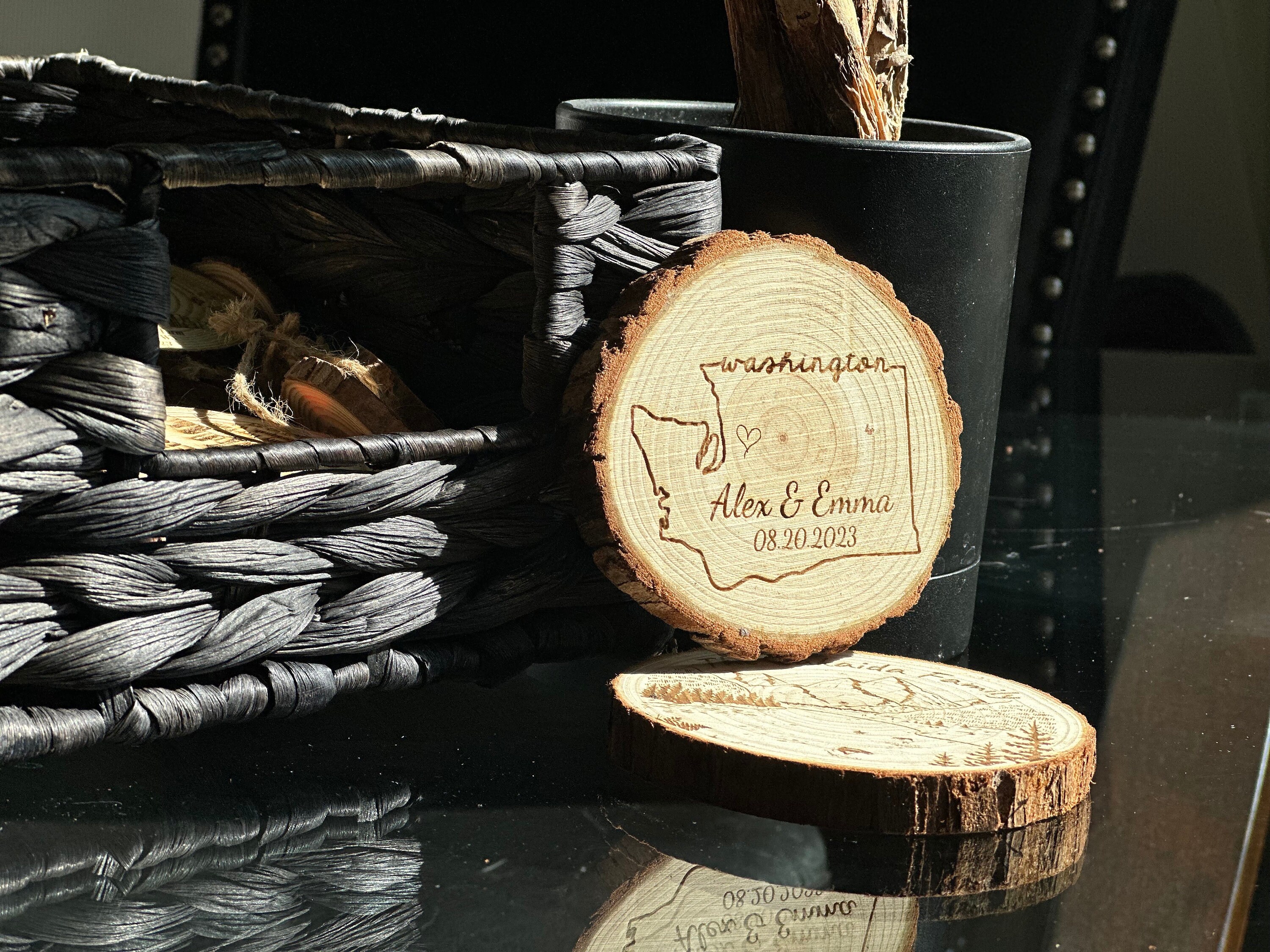 Natural Wood Coasters Custom Engraved Personalized Coasters ...