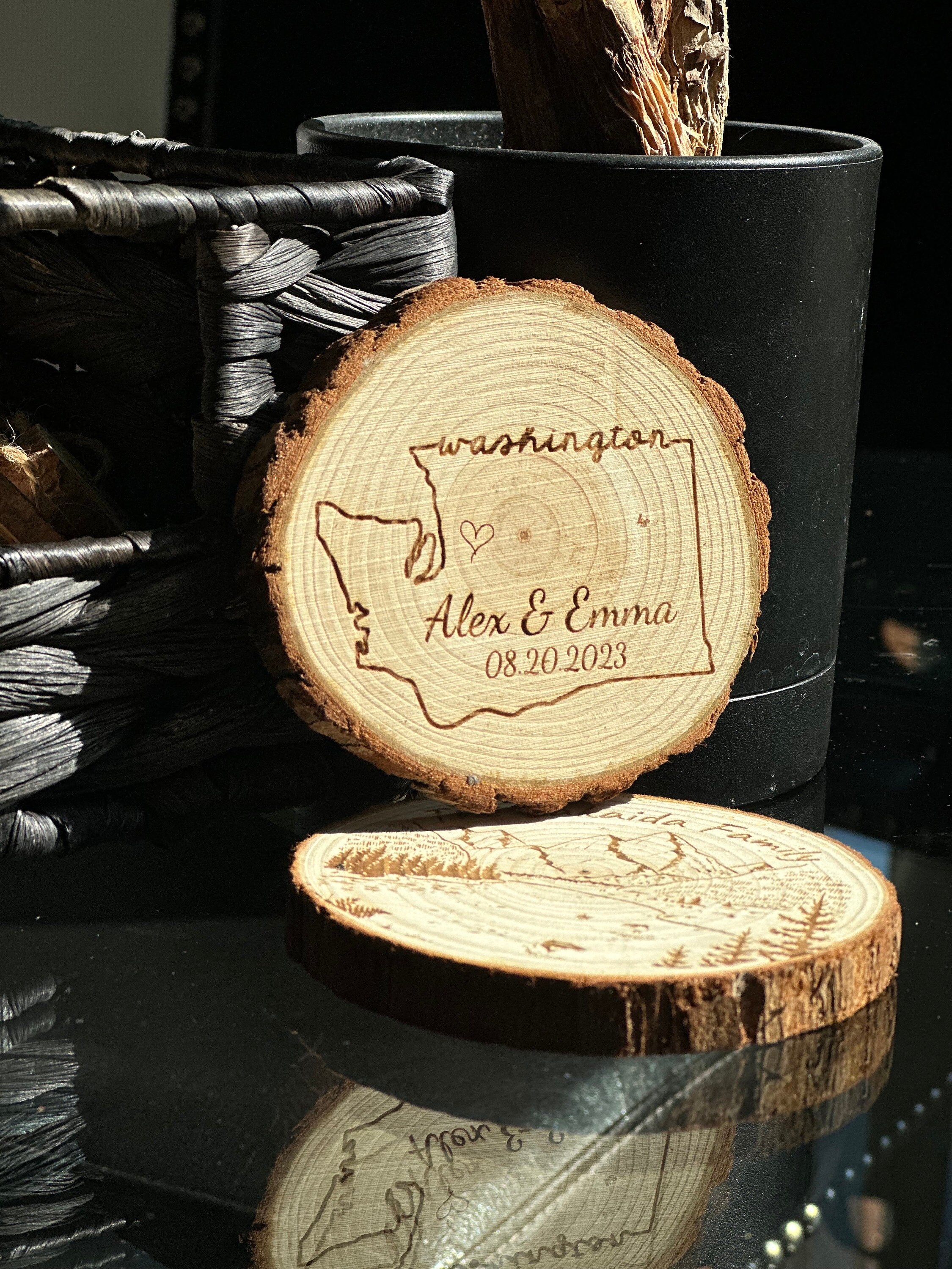 Natural Wood Coasters Custom Engraved Personalized Coasters ...