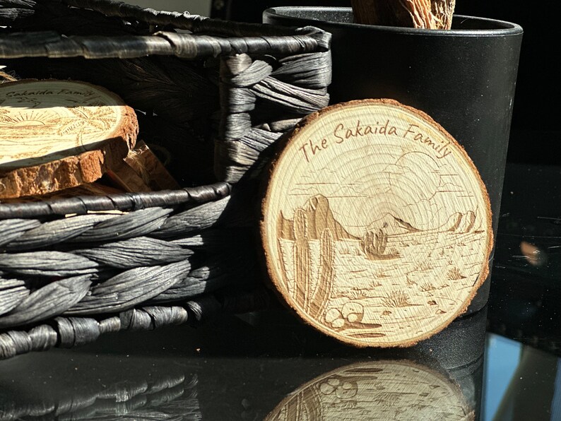 Natural Wood Coasters Custom Engraved Personalized Coasters ...