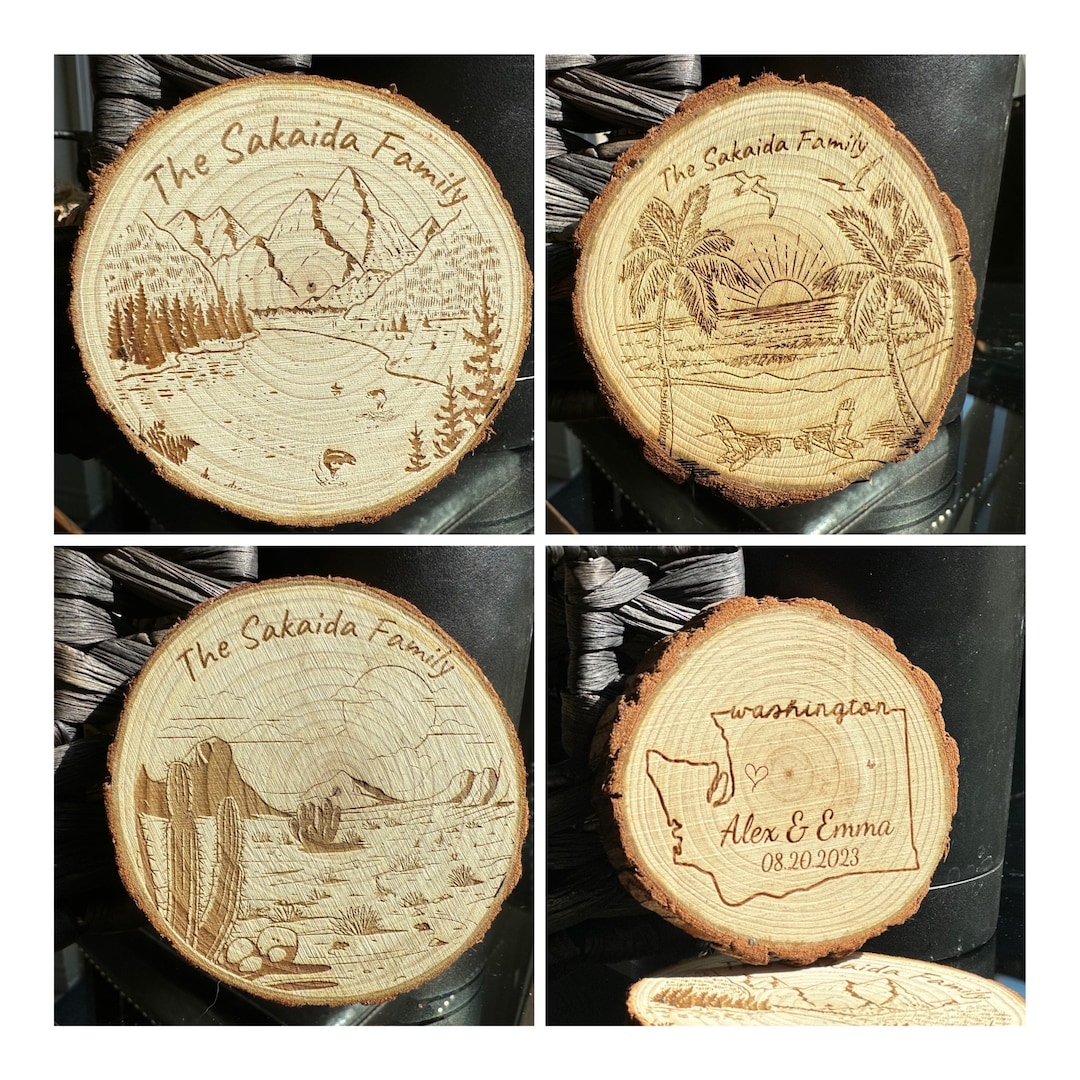 Natural Wood Coasters Custom Engraved Personalized Coasters ...