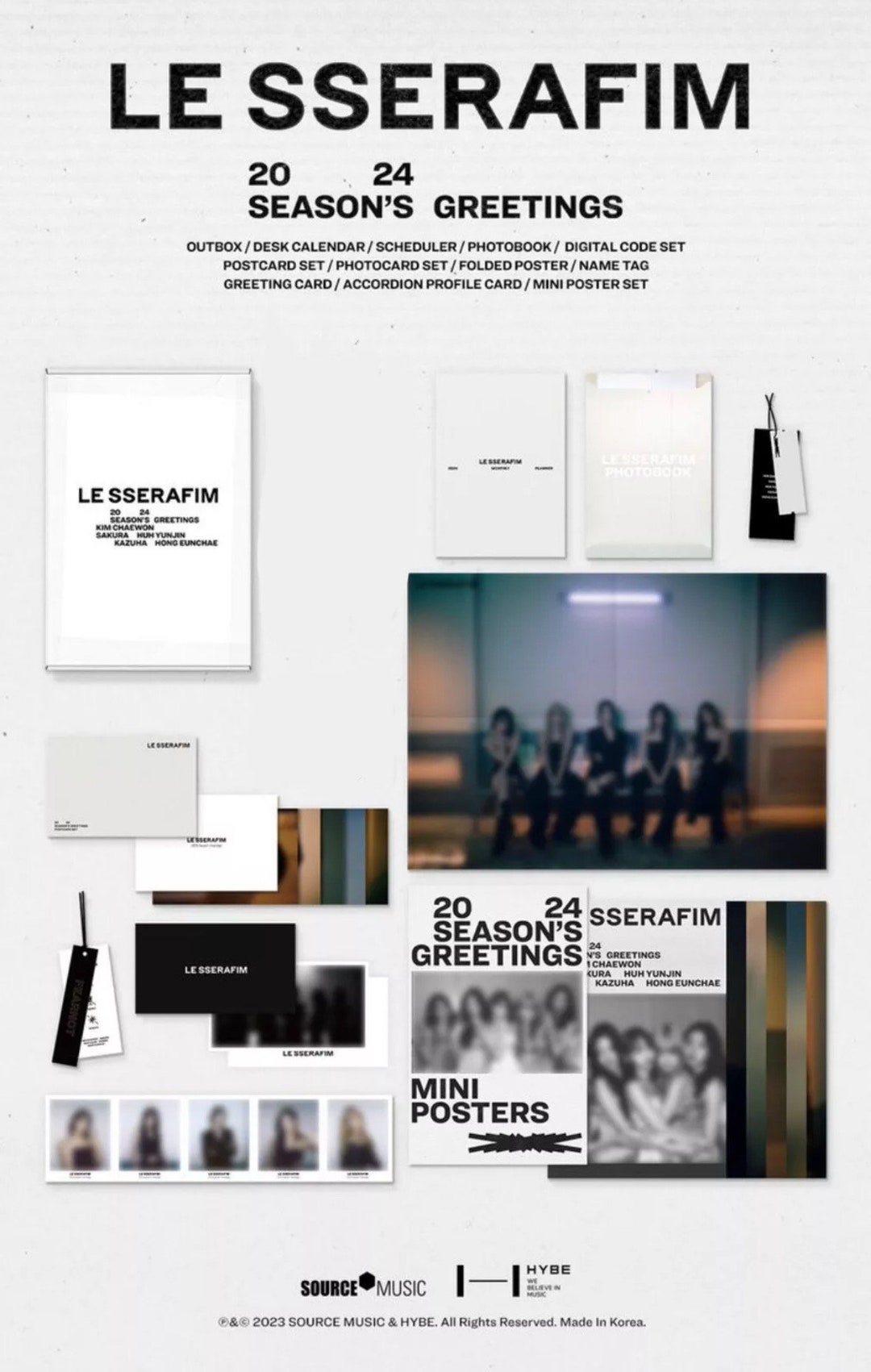 Lesserafim Seasons Greetings 2024 K-pop Poster Girl Group - Etsy