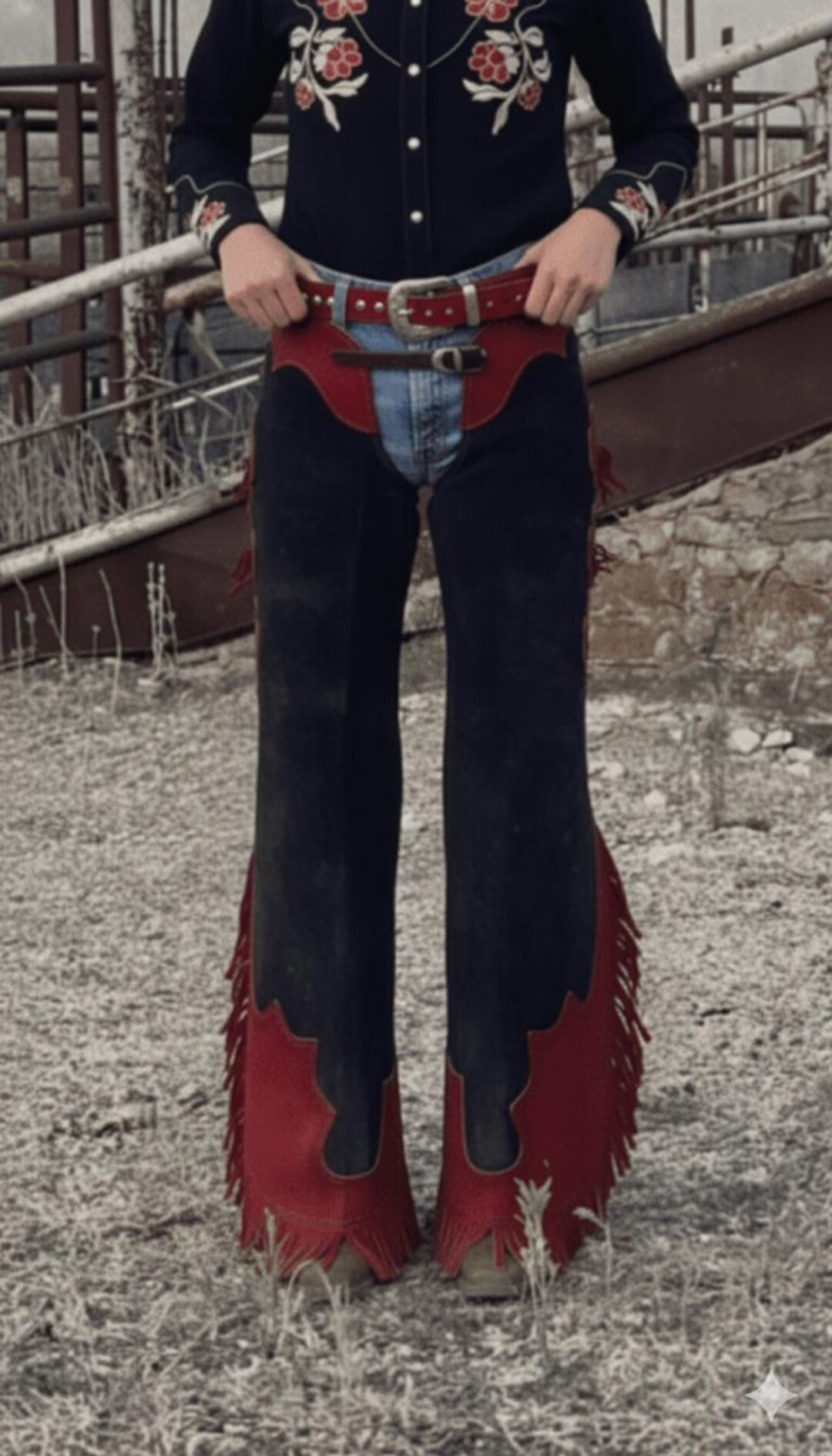 Handmade Native American Cowhide Black Chaps Western Cowgirl Fringes ...