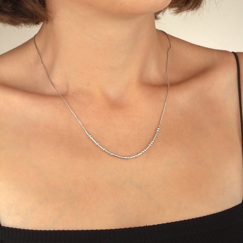 Sterling Silver Morse Code Necklace Couple Morse Code - Etsy