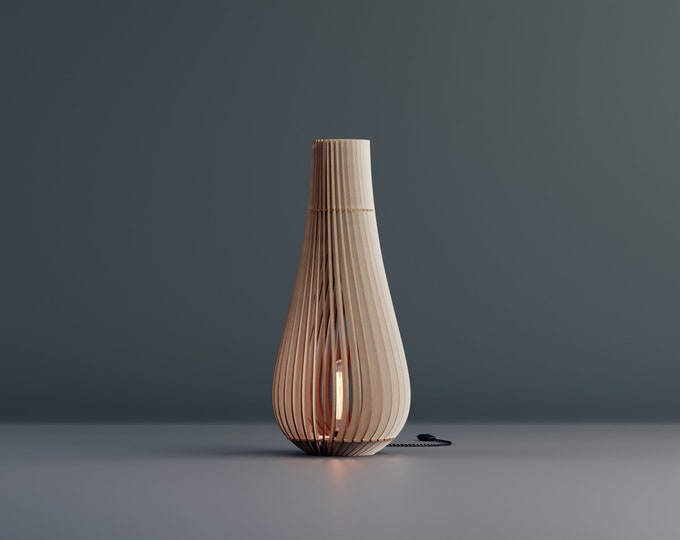 Modern Wood Lamp Shade/ Floor Lamp/ Statement Lampshade/ Handmade Light ...