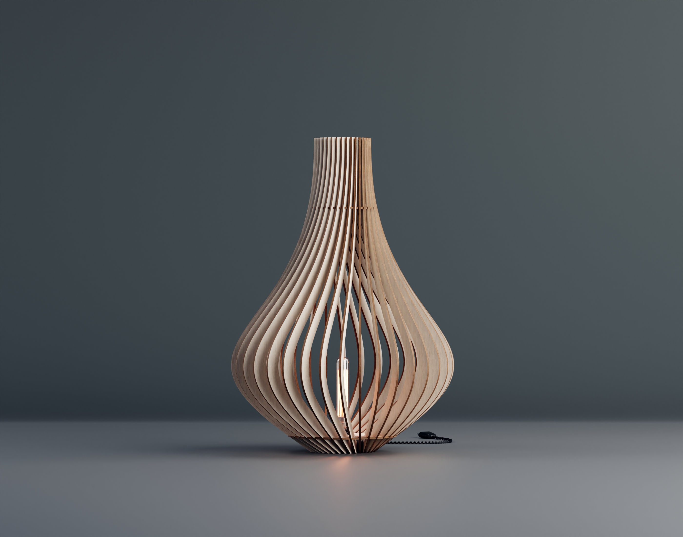 Modern Wood Lamp Shade/ Floor Lamp/ Statement Lampshade/ Handmade Light ...