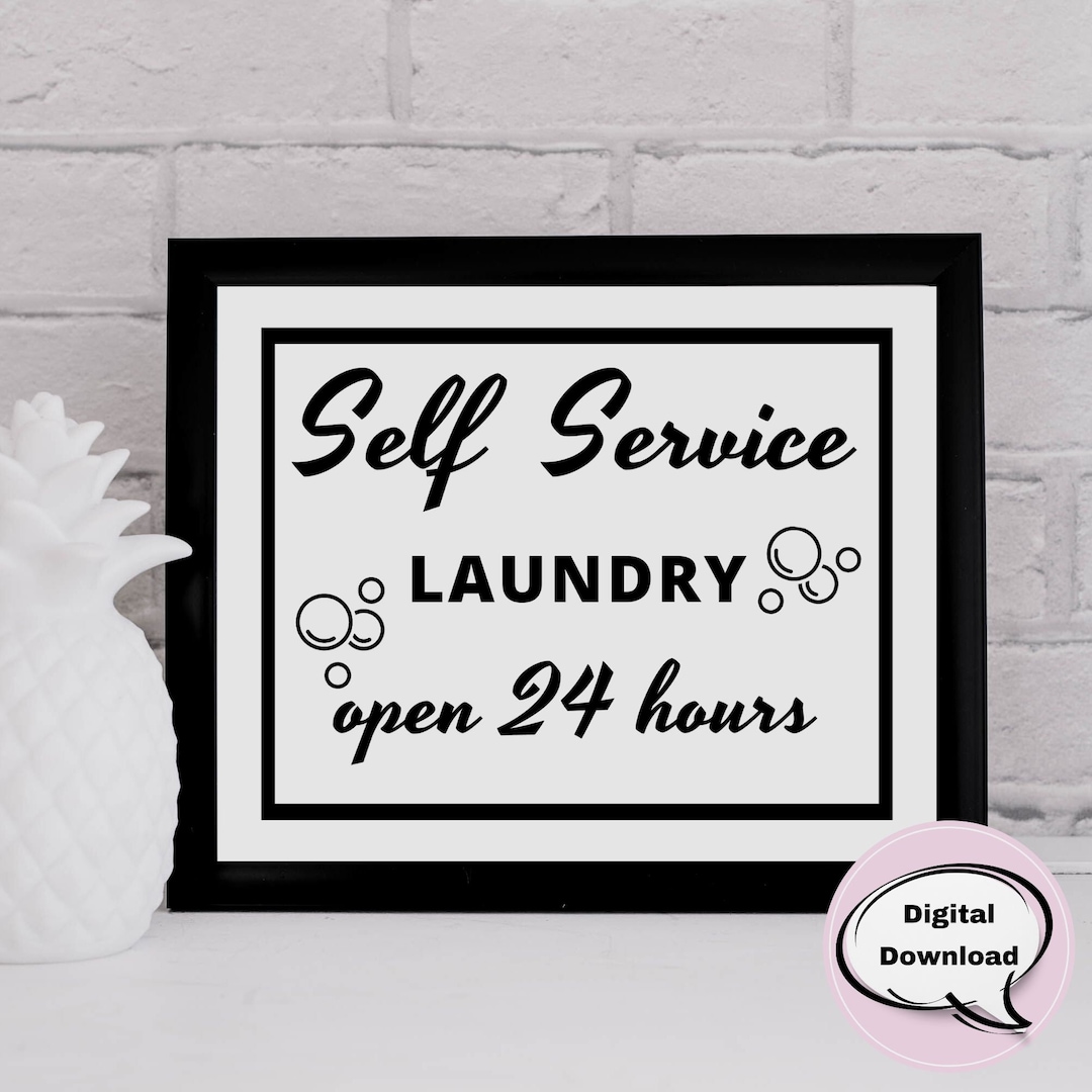 Self Service LAUNDRY Room Sign, Home Decor Frame Wall Art Print ...