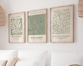 Forest Green Prints, 3 Set, Green Wall Art, Modern Art Poster, Green ...