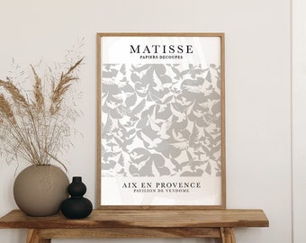 12 Soft Grey Matisse Prints, Grey Wall Art, Modern Art Poster, Grey ...