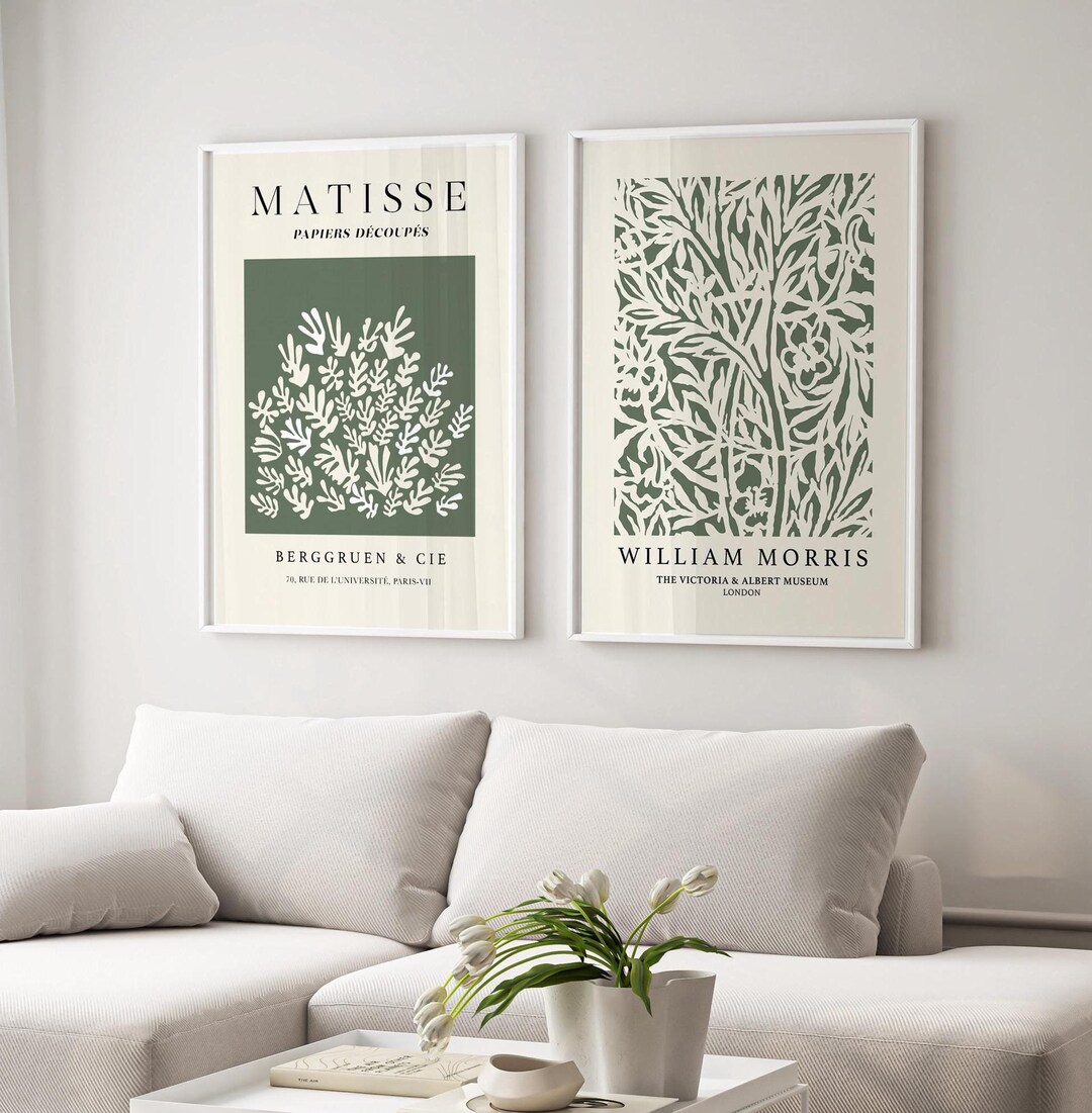 Forest Green Prints, 2 Set, Green Wall Art, Modern Art Poster, Green ...