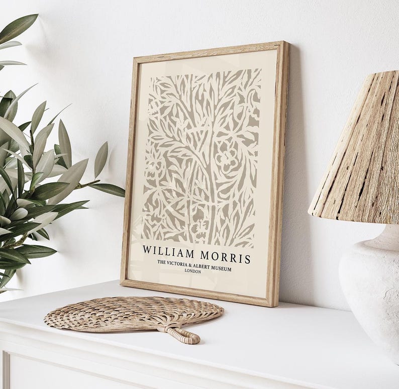 Beige William Morris Print, Neutral Wall Art, Vintage Wall Art, Brown ...